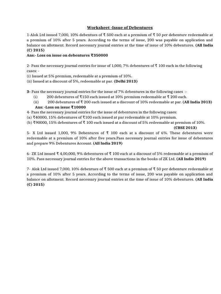 Journal Entries for Debenture Issues | PDF