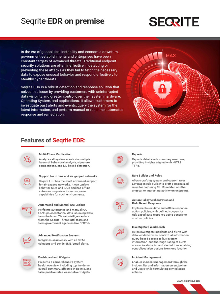 Seqrite Edr Onpremise Datasheet | PDF | Computer Security | Security