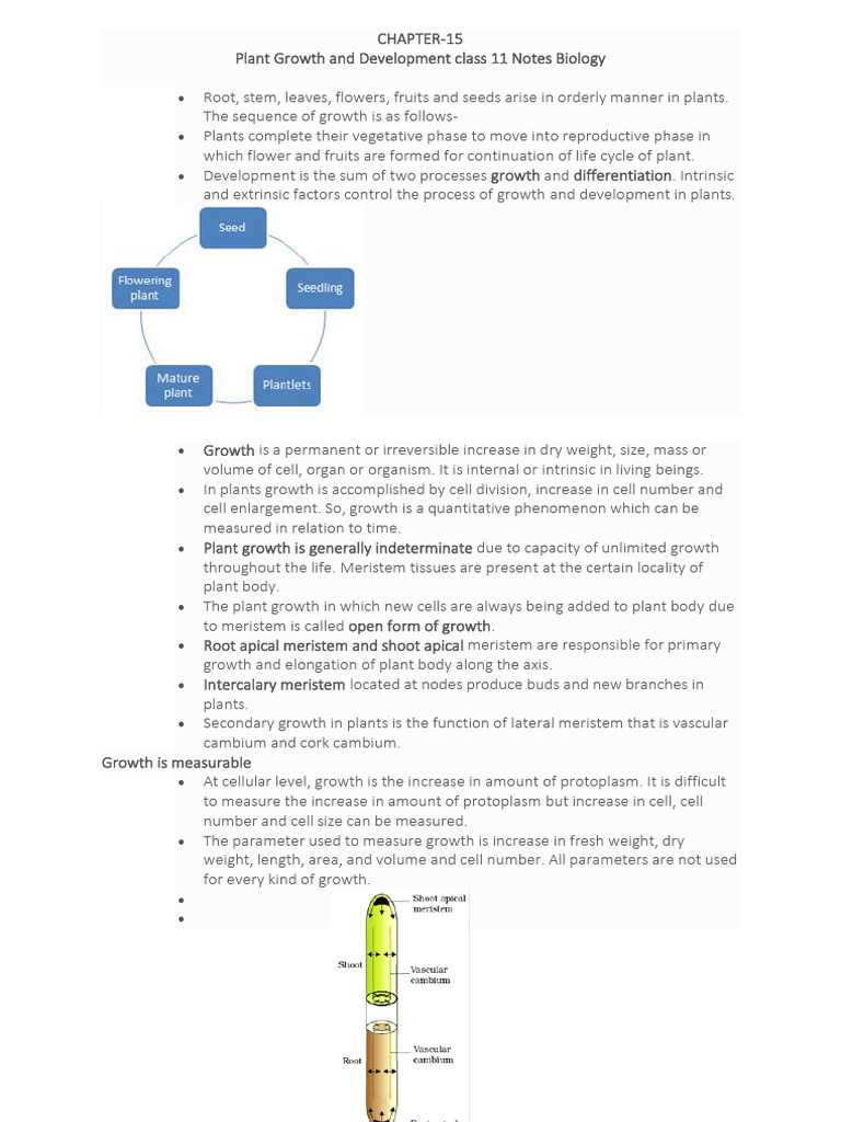 Plant Growth and Development Notes | PDF | Plant Hormone | Plants