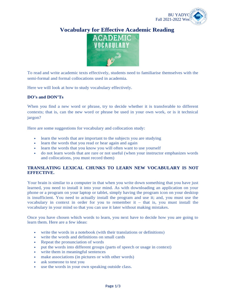 Vocabulary Strategies for Academic Success | PDF | Vocabulary | Adjective
