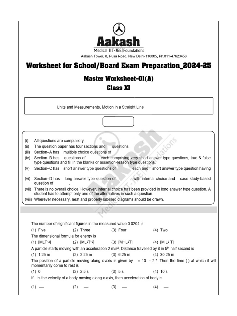 Subjective Work Sheet Physics 1-4 | PDF | Acceleration | Collision