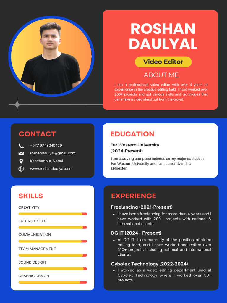 Roshan Daulyal (Video Editor Resume) | PDF