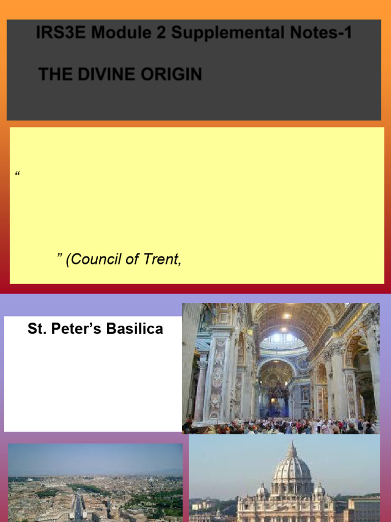 IRS3E Module 2- Supplemental Notes-1 (The Roman Catholic Church and Her ...