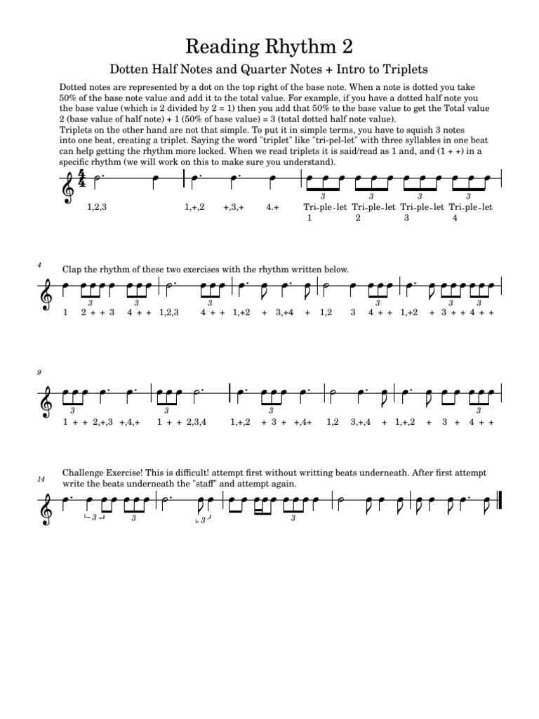 Reading Rhythm Score Lesson 2 (In Lesson) | PDF | Elements Of Music ...