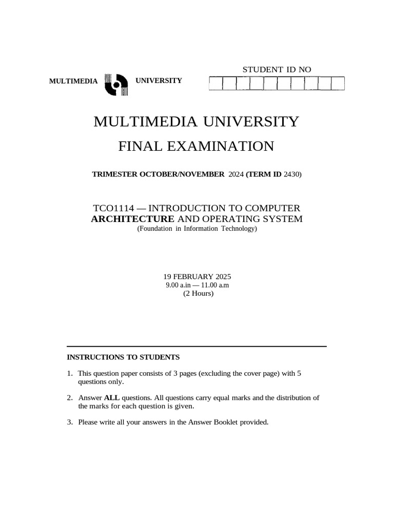 Tco1114 Final Exam Question Term2430-1 | PDF | Integer (Computer Science) | Subtraction