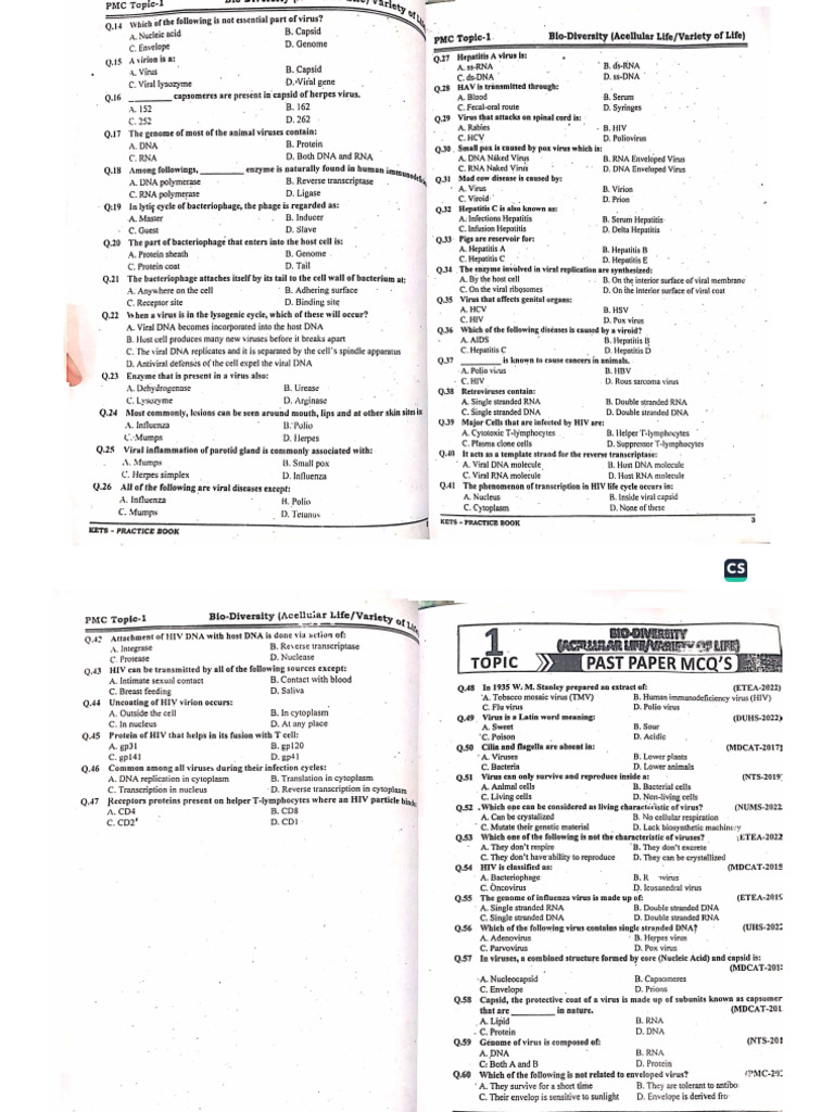 virus. kips mcqs | PDF