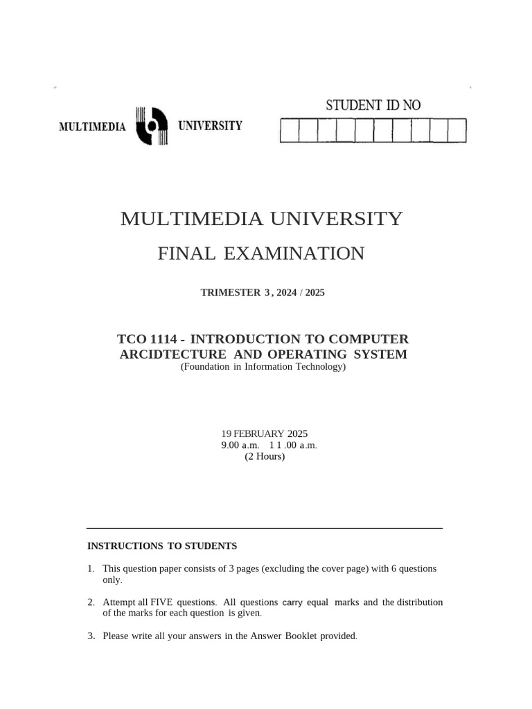 Computer Architecture Exam Guide 2025 | PDF | Assembly Language | Office Equipment