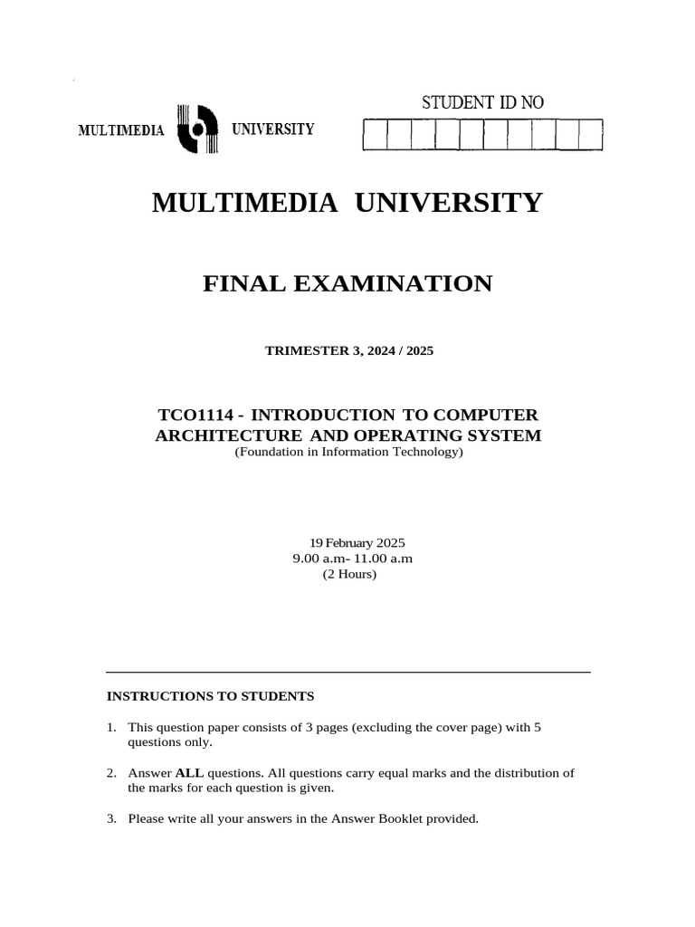 Tco1114 Final Exam Question Term2430-2 | PDF | Central Processing Unit | Arithmetic