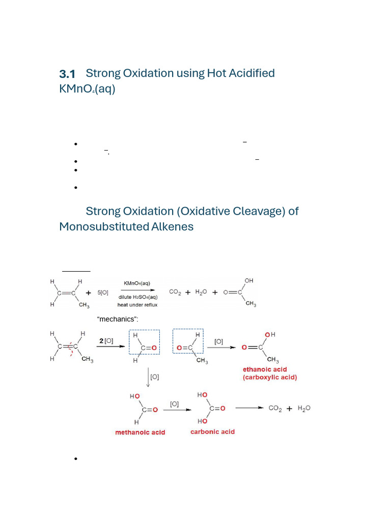 Strong Oxidation of Alkenes with KMnO4 | PDF | Alkene | Ketone