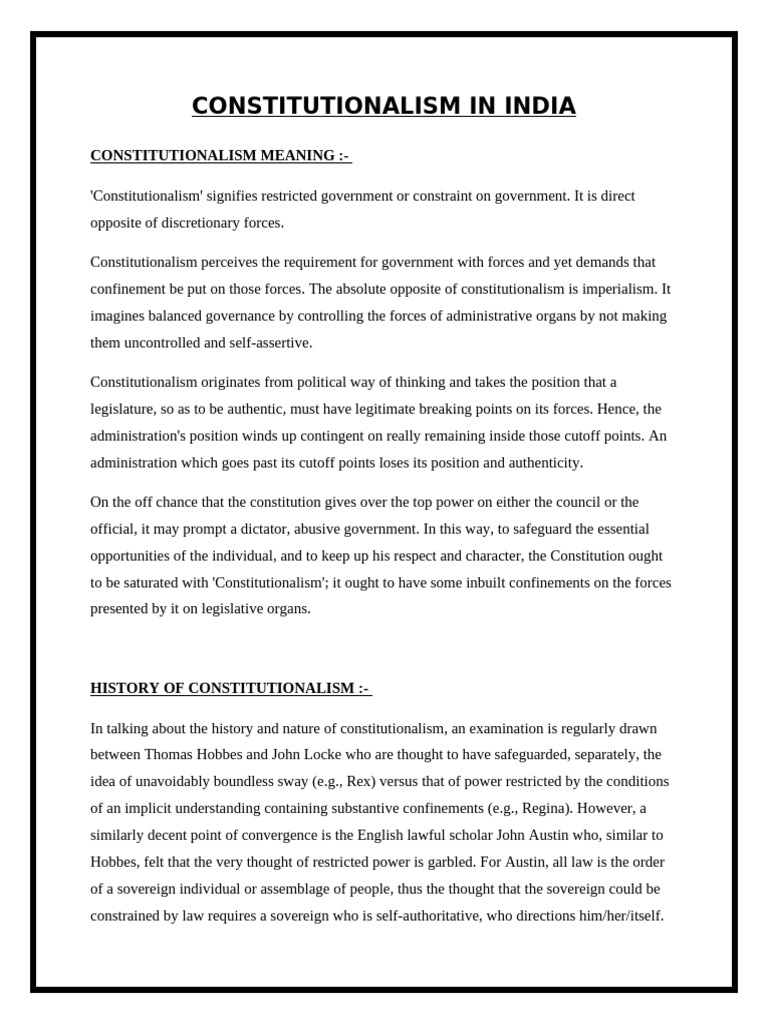 CONSTITUTIONALISM IN INDIA | PDF | Constitution | Justice