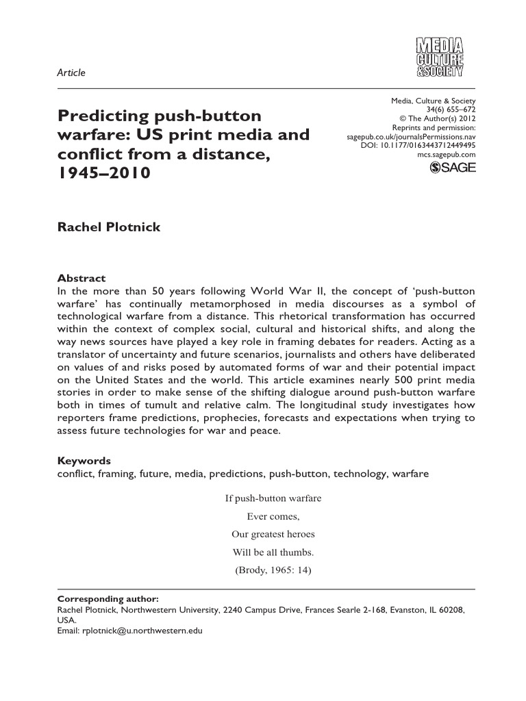 Plotnick, Pushbutton War | PDF | Risk | News