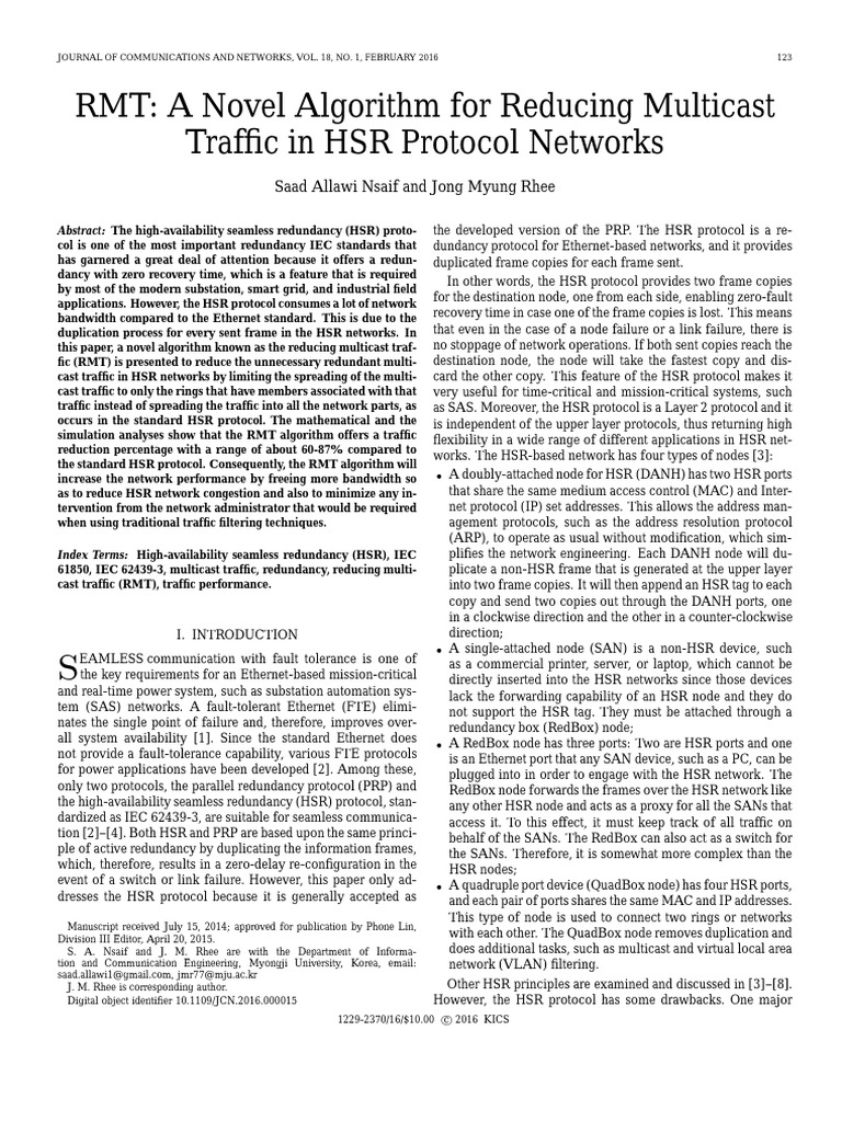 HSR Network Multicast Traffic Solution | PDF | Computer Standards ...