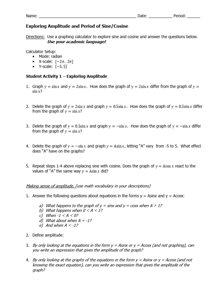 4.1 Amp and Period Investigation | PDF | Elementary Geometry ...