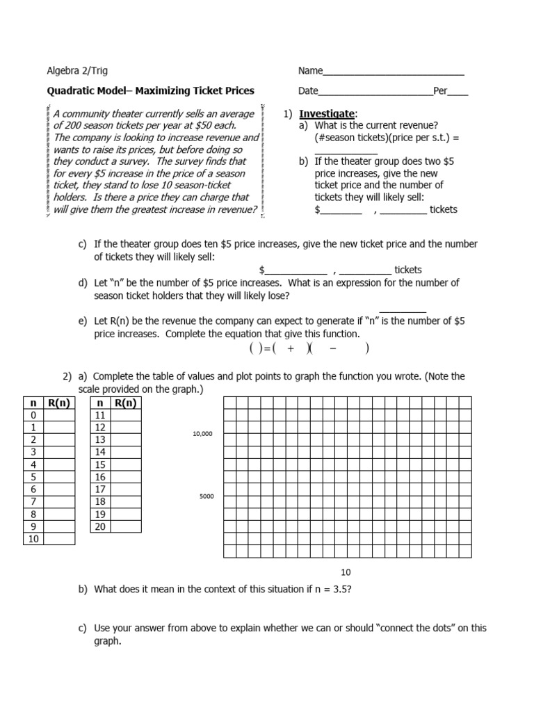 2.4 Quadratic Model Intro | PDF | Mathematics | Algebra