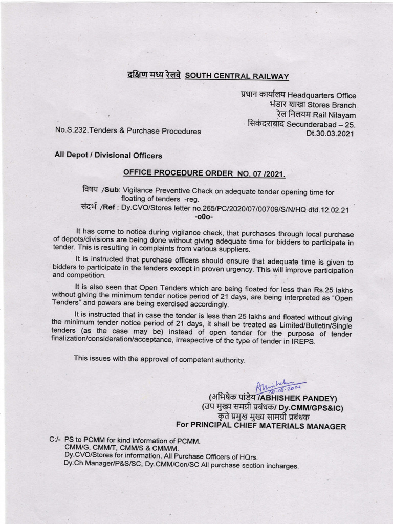 Minimum Submission Time for Open Tenders | PDF