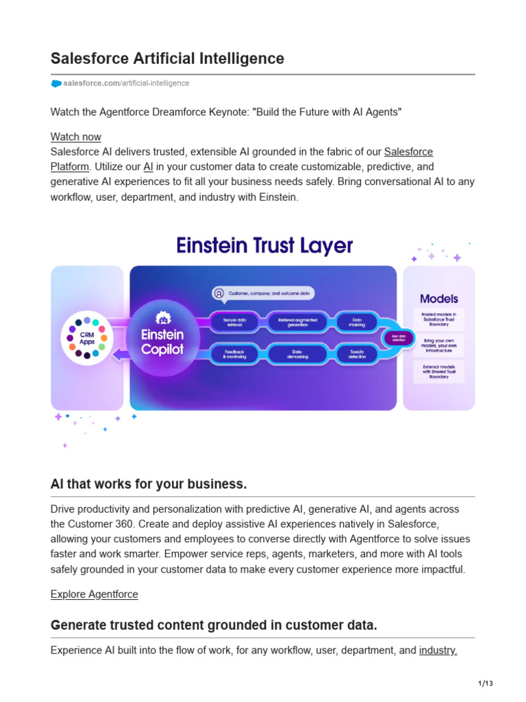 Salesforce Artificial Intelligence | PDF | Artificial Intelligence | Intelligence (AI) & Semantics