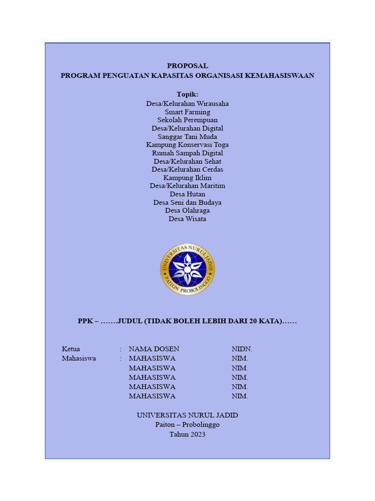 Proposal PPK Ormawa 2025 | PDF