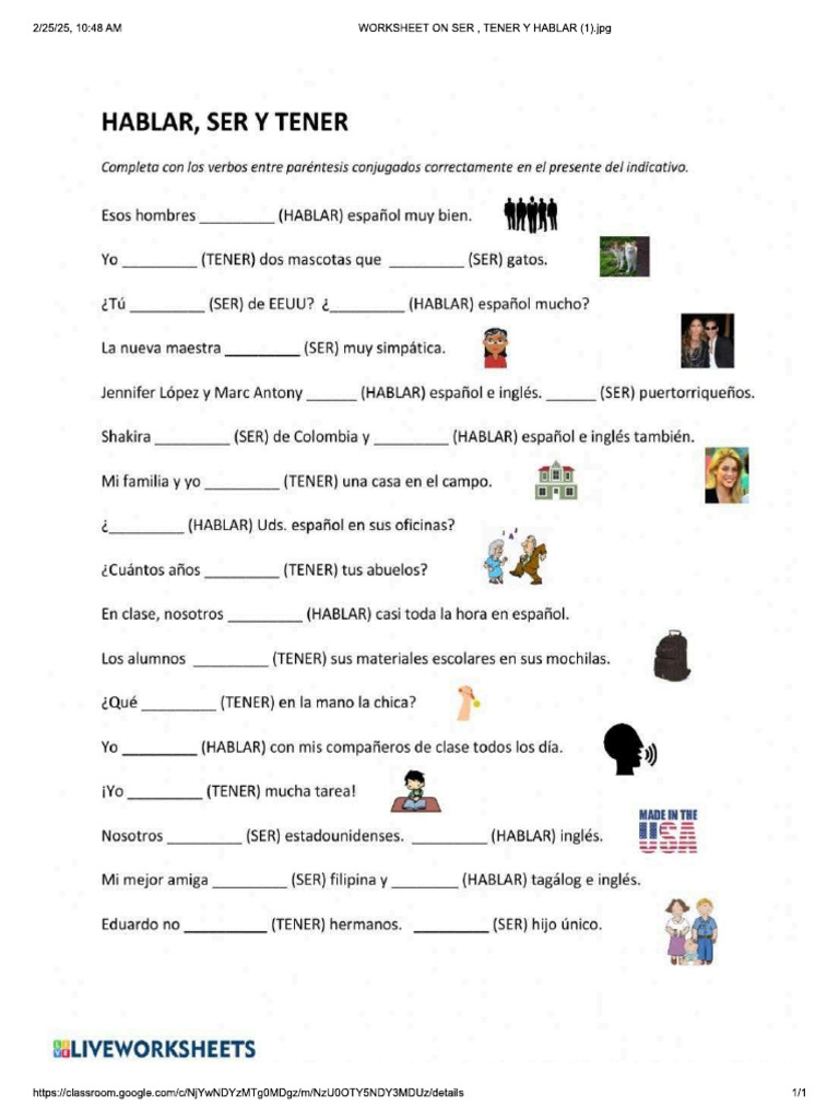 Spanish Worksheet | PDF