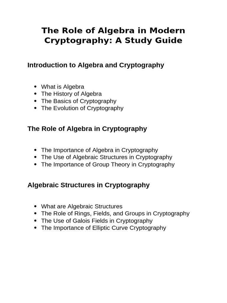 Algebra's Role in Cryptography | PDF
