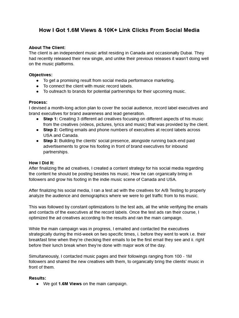 1.6M Views & 10K+ Link Clicks From Social Media | PDF | Social Media ...