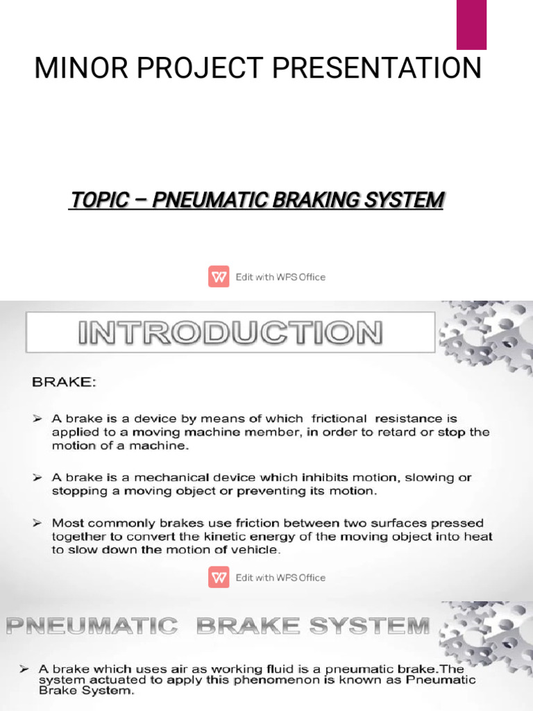 Pneumatic Braking System Minor Project | PDF | Brake | Pneumatics