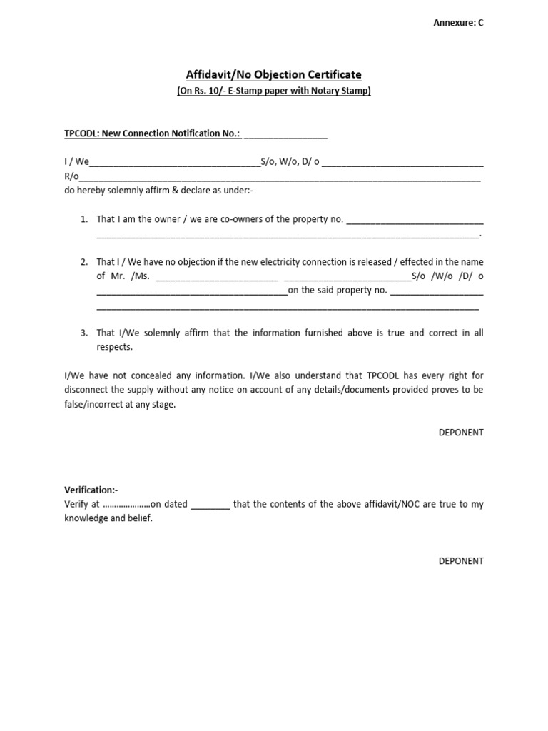 New Electricity Connection NOC | PDF