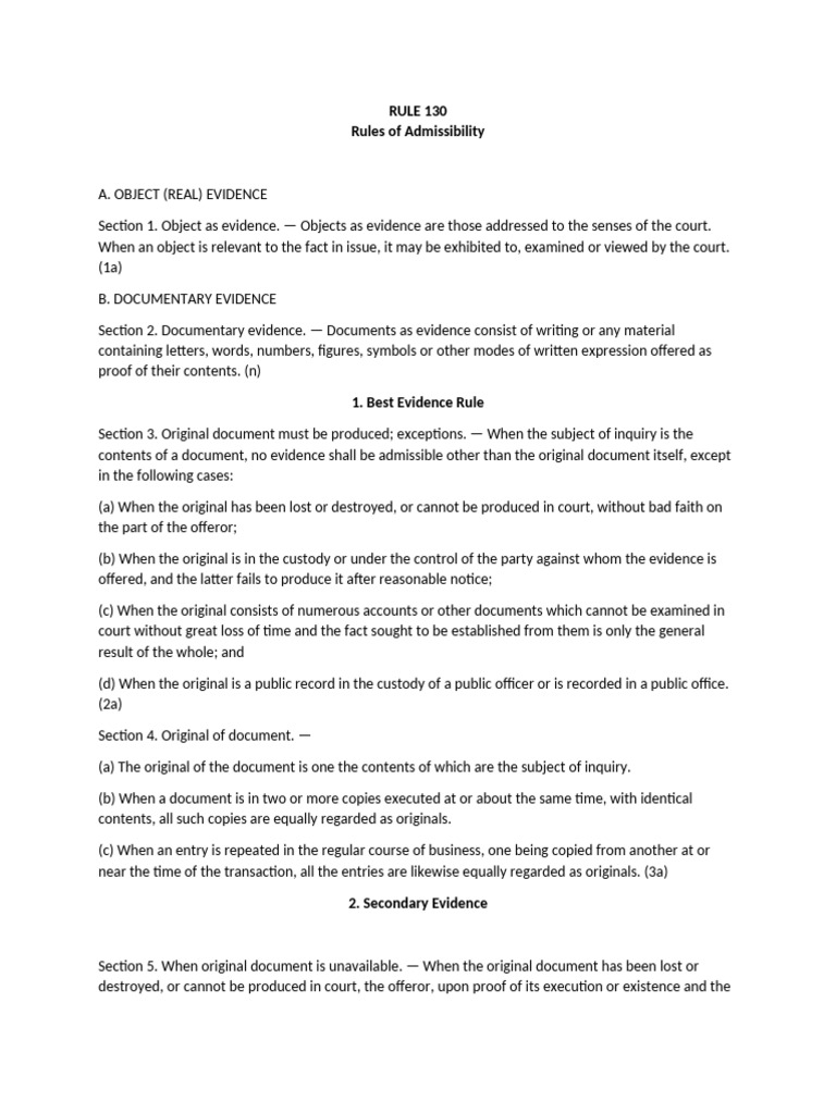RULE 130 - new | PDF | Evidence (Law) | Witness