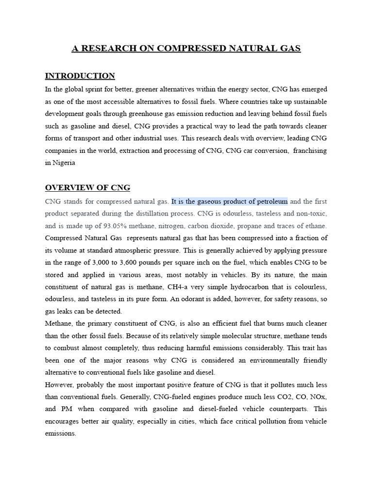 A Research On Compressed Natural Gas | PDF | Natural Gas | Sustainable ...