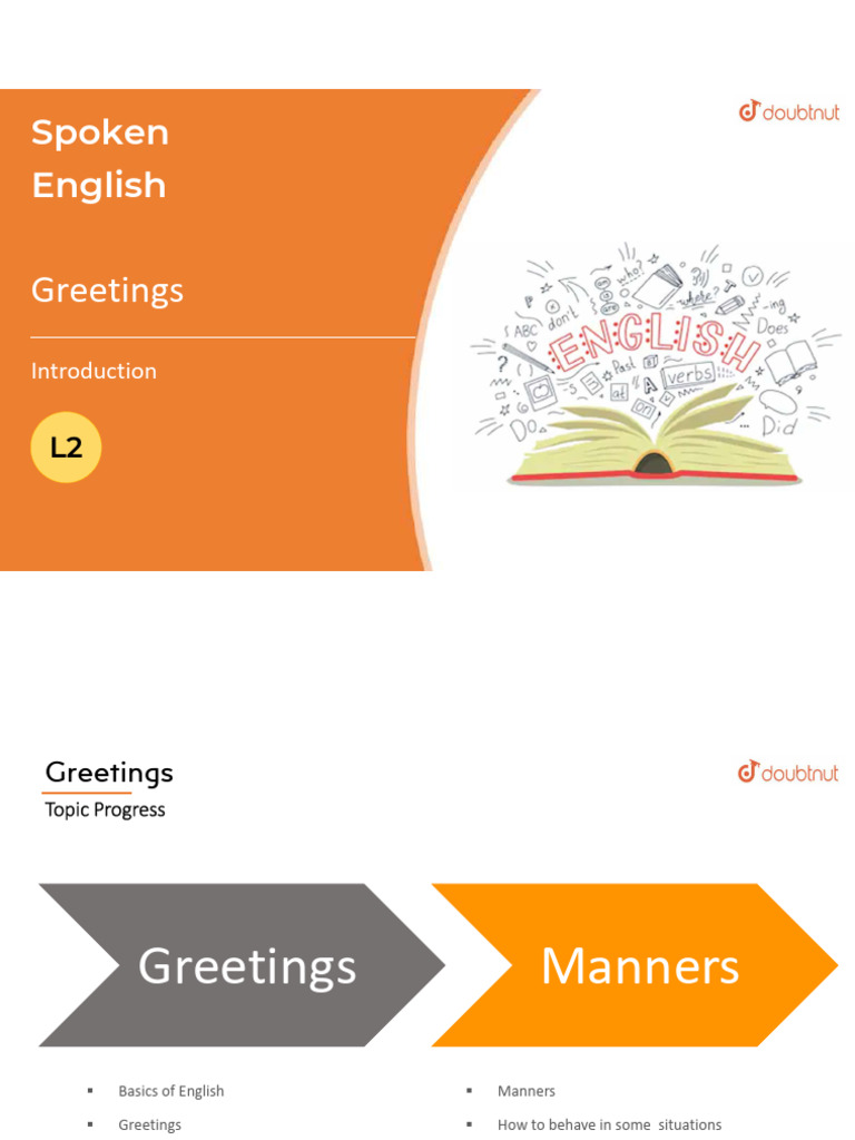 Spoken English for Grade 2: Greetings & Manners | PDF | Linguistics