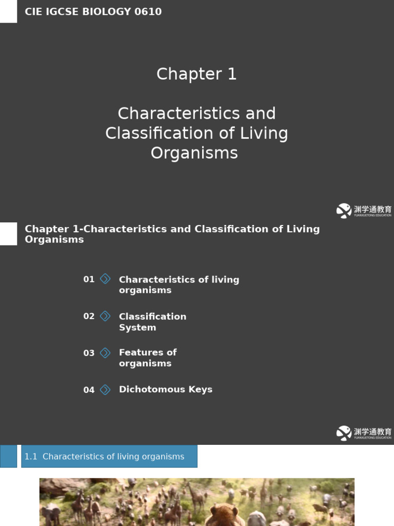 0610-1.characteristics and Classification of Living Organisms | PDF | Cell (Biology) | Organisms