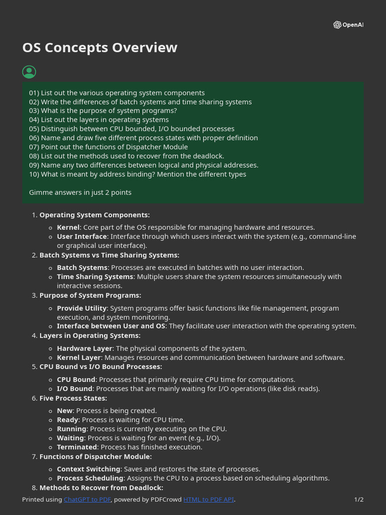 OS - 1 | PDF | Process (Computing) | Operating System