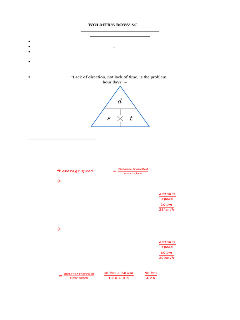 Speed, Distance & Time Lesson Plan | PDF | Speed | Mathematics