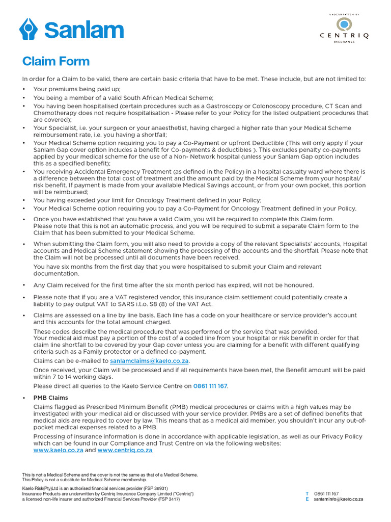 Medical Claim Form Submission Guide | PDF | Insurance | Deductible