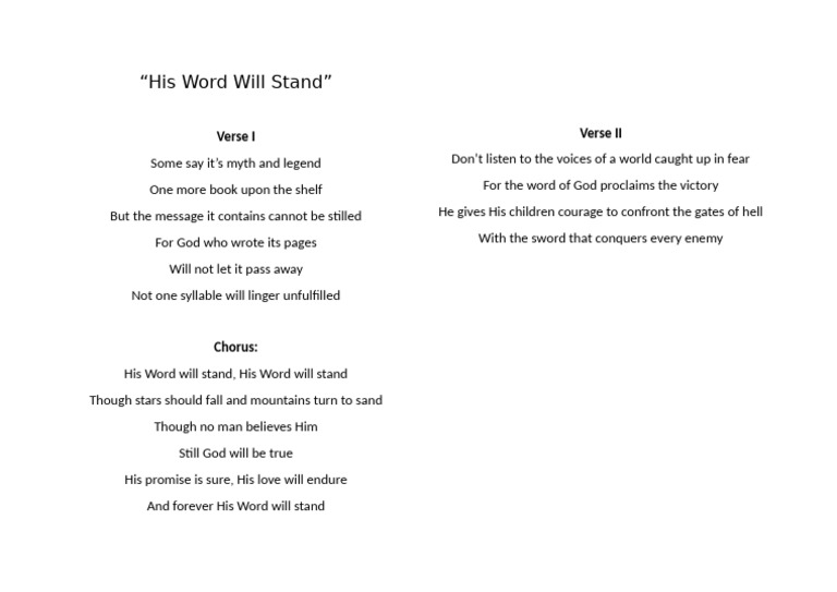His Word Will Stand | PDF