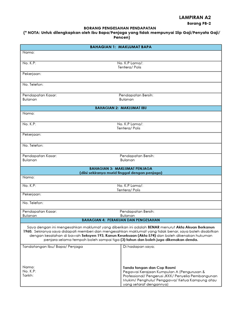 Borang PB-2 | PDF