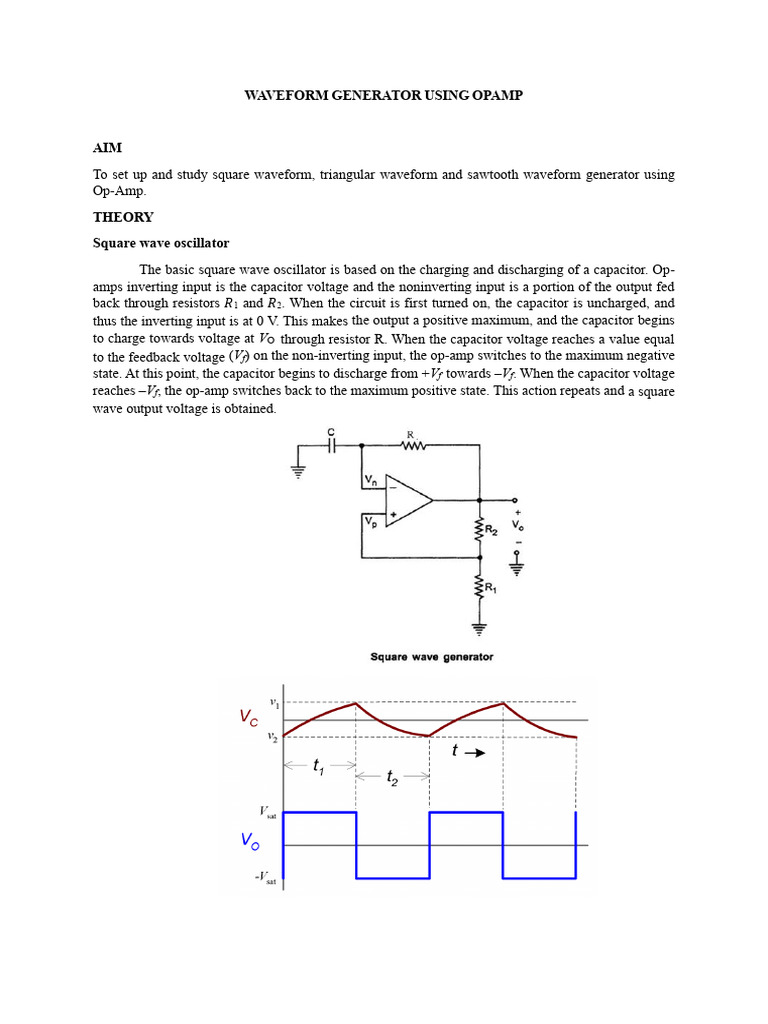 WAVEFORM GENERATOR USING OPAMP | PDF | Operational Amplifier | Electronic Oscillator