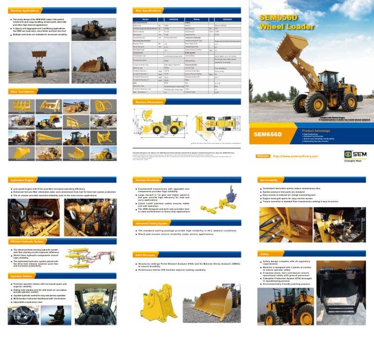 SEM 656D Wheel Loader Specifications | PDF | Brake | Gear
