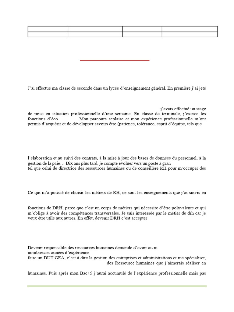 Projet professionnel en ressources humaines | PDF | Gestion des ...