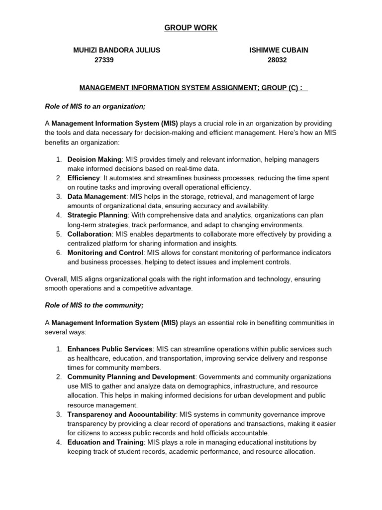 MIS Assign 1.0 | PDF | Management Information System | Business Process