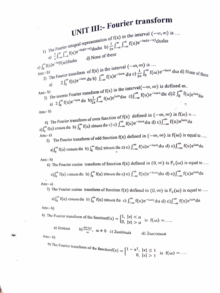 M3 Unit-3 Fourier Transform | PDF | Fourier Transform | Mathematical Objects