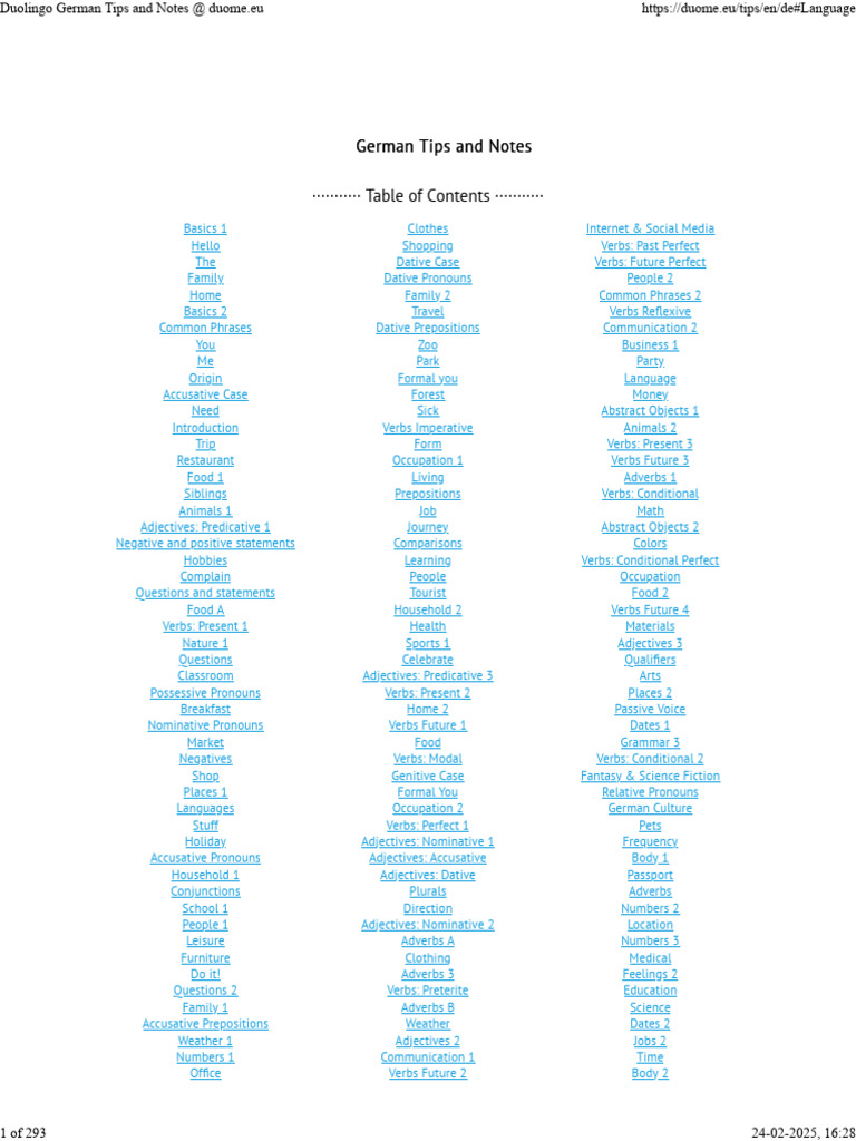 Duolingo German Tips and Notes at Duome - Eu | PDF | Grammatical Gender ...