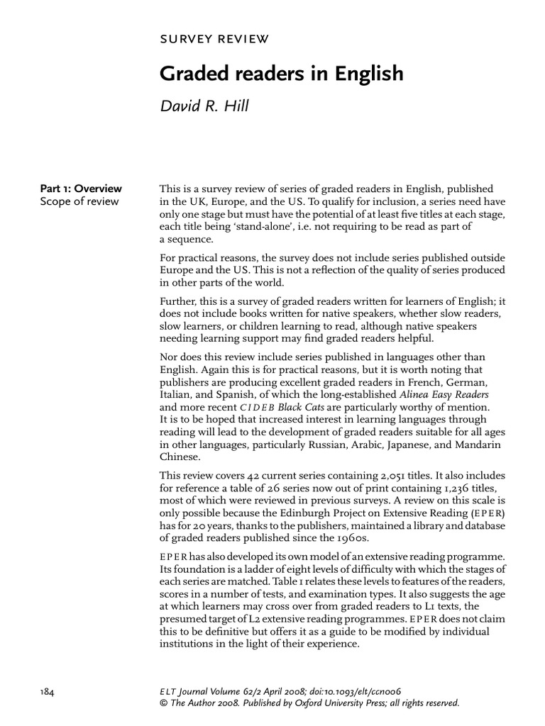 Graded Readers in English by David Hill in ELT 2008 | PDF | Language ...
