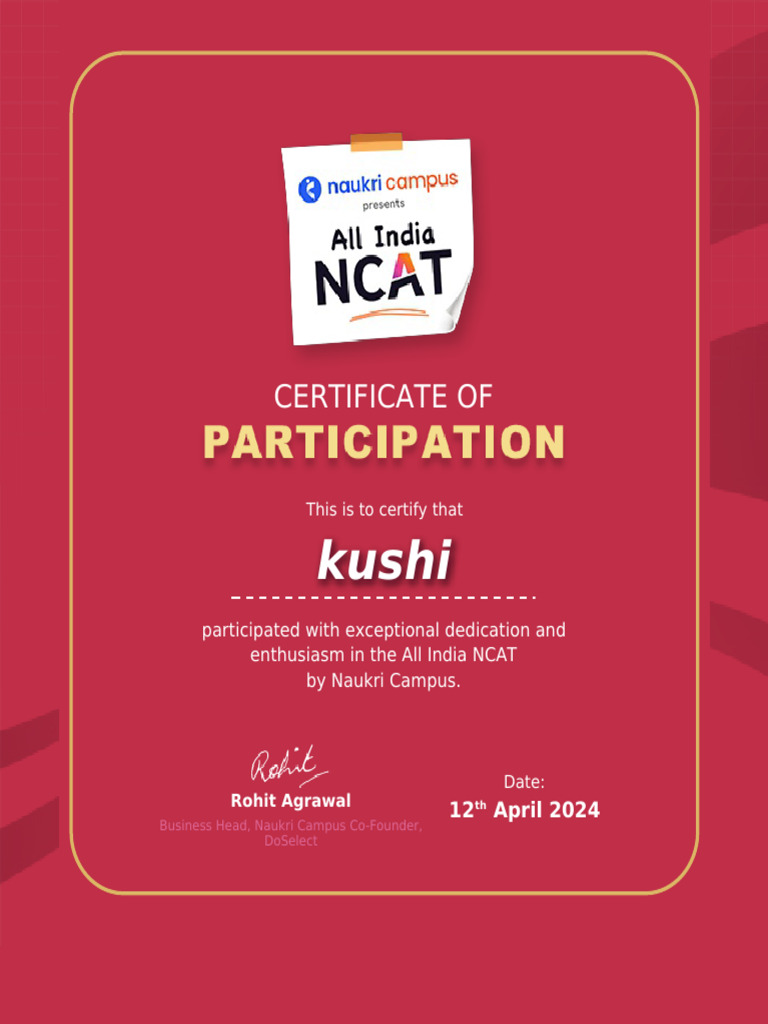 NCAT Participation Certificate | PDF