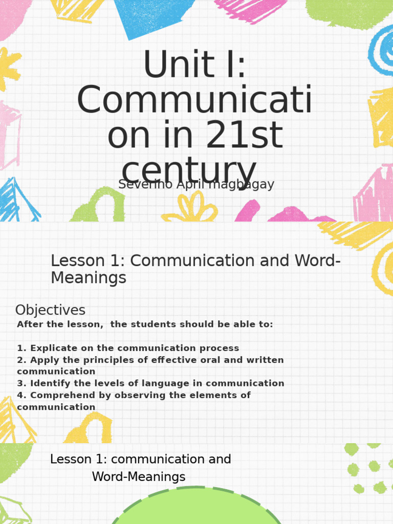 Unit I Communication in 21st Century 20250128 043015 0000 | PDF ...