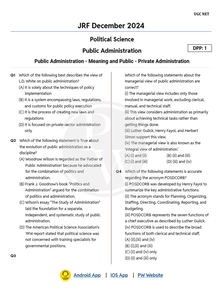 Public Administration - DPP 01-Output | PDF