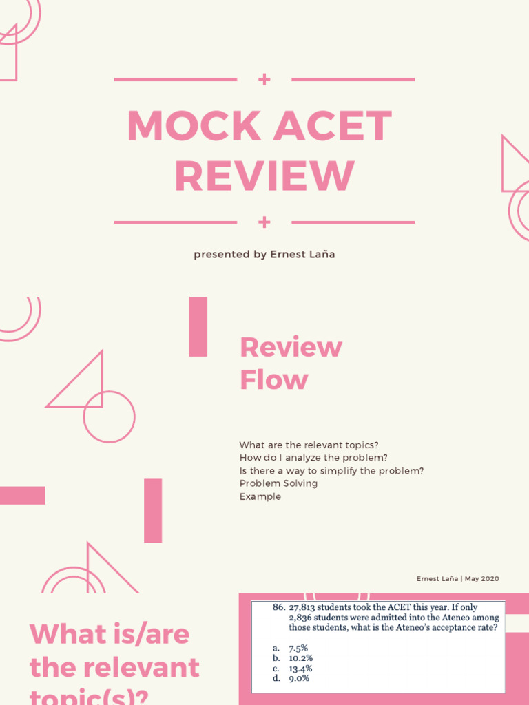 ACET Mock Review | PDF | Equations | Factorization