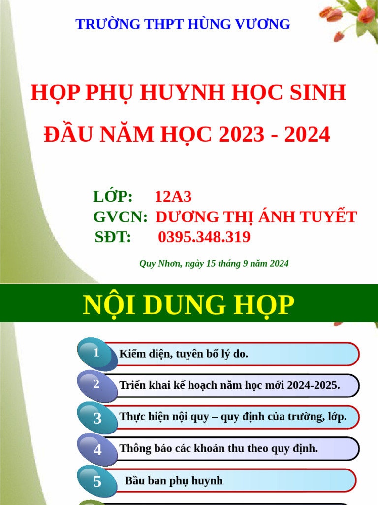 Hop Phu Huynh Dau Nam 2021 | PDF