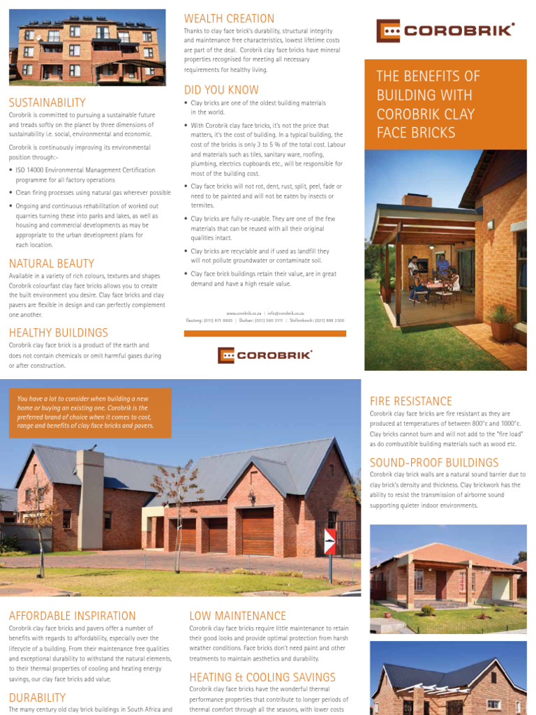 Benefits of Corobrik Clay Face Bricks | PDF | Brick | Clay