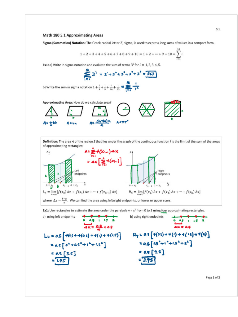 5.1 Approximating Areas OneNote (1) | PDF