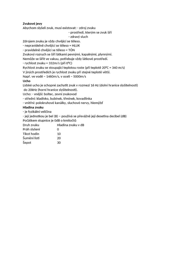 Zvukové Jevy | PDF